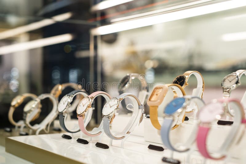 Collection of Modern Watches in the Shop Window Stock Image - Image of ...