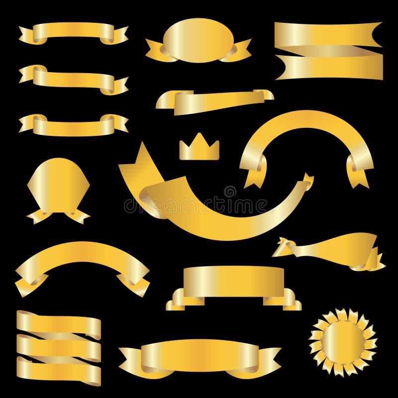 Collection Moderne De Ruban D'or Illustration de Vecteur - Illustration ...