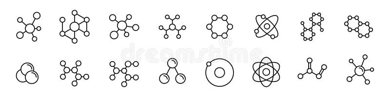 Collection of Molecule Outline Icons. Chemical Structure, Atom Icon ...