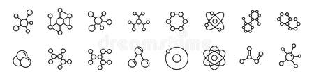 Collection of Molecule Outline Icons. Chemical Structure, Atom Icon ...
