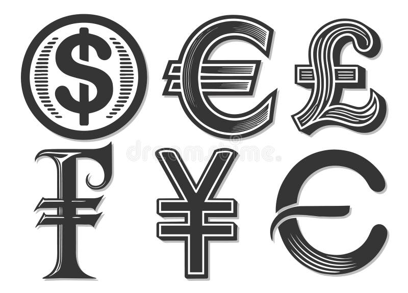 Collection of Money Symbols Stock Vector - Illustration of drawing ...