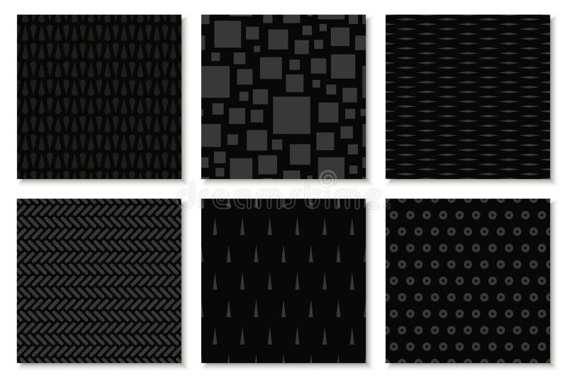 Collection of Monochrome Geometric Seamless Patterns. Black Trendy ...