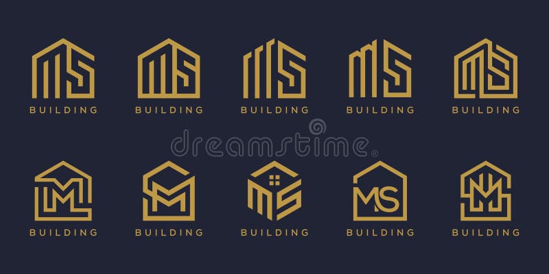 Collection of Monogram Letter MS House Logo Design, Icon for Real ...