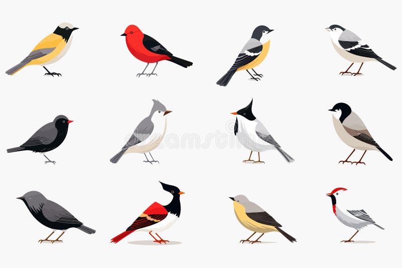 Collection of the Most Common USA Birds Isolated Vector Style ...