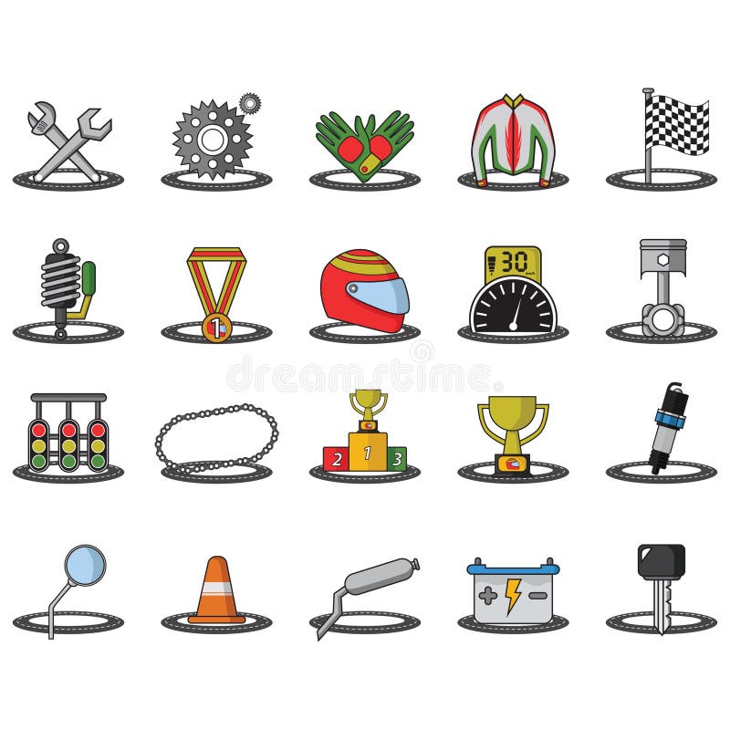 Collection of Motor Race Icons. Vector Illustration Decorative Design ...