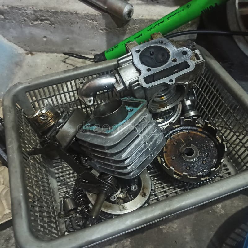 A Collection of Motorcycle Engine Parts, Ready for Repair or Rebuild ...