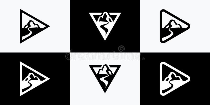 Collection of Mountain and River Silhouette Vector Logo Designs with ...