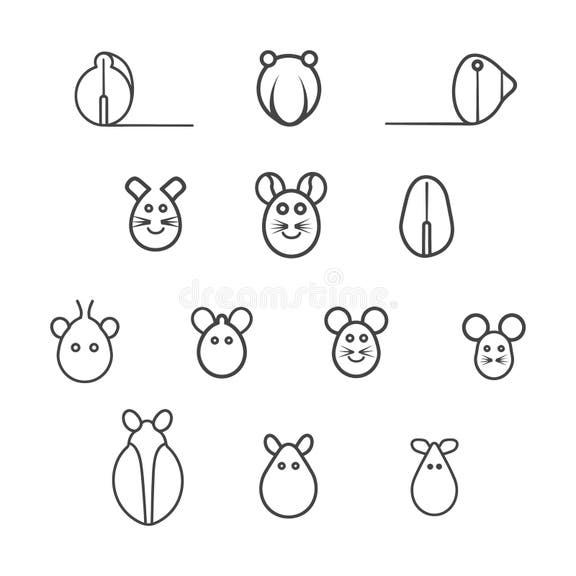 Collection of Cute Mouse and Rodent Icons Set Stock Vector ...