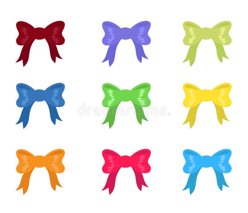 Set of colored bows stock vector. Illustration of yellow - 18119248