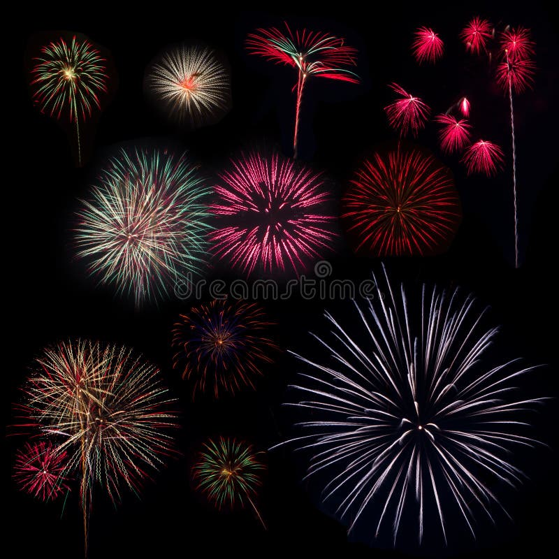 Collection of Multi Colored Fireworks Stock Image - Image of holiday ...