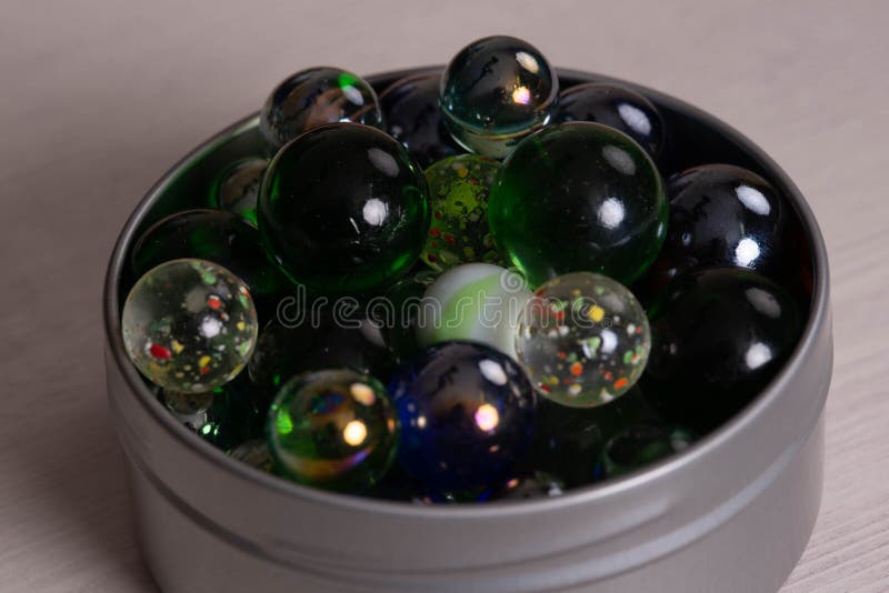 Collection of Multi-colored Glass Marbles Macro Shot Stock Photo ...