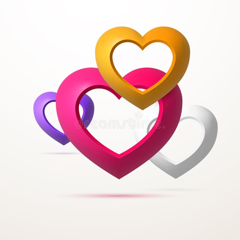 Collection of Multi-colored Hearts in the Shape of a Frame. Stock ...