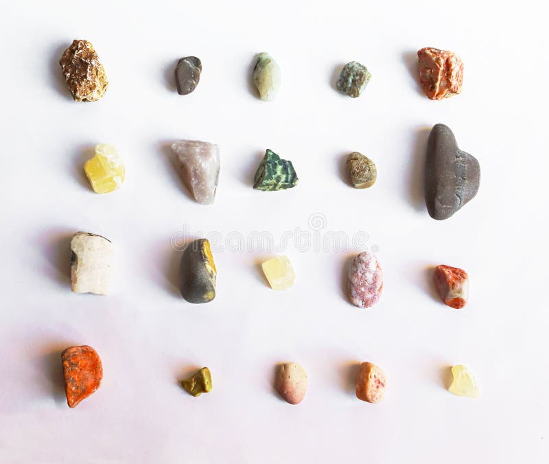 Collection of Multi Colored Stones on White Background Stock Image ...