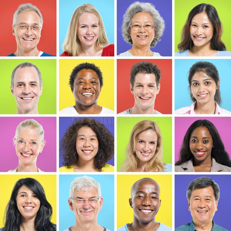 Collection of Multi-ethnic Happy People Stock Photo - Image of face ...