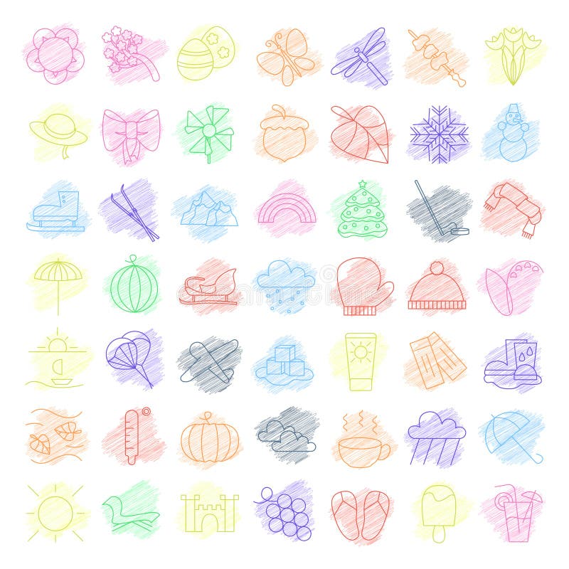 Collection of Multicolored Abstract Icons on Various Topics - Vector ...