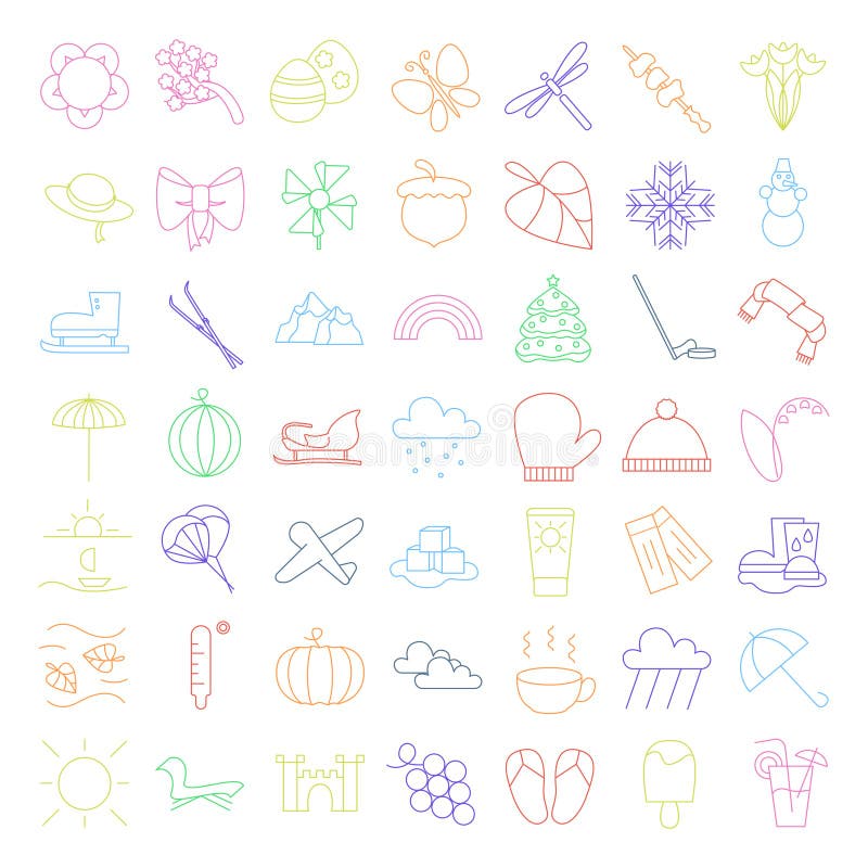 Collection of Multicolored Abstract Icons on Various Topics - Vector ...