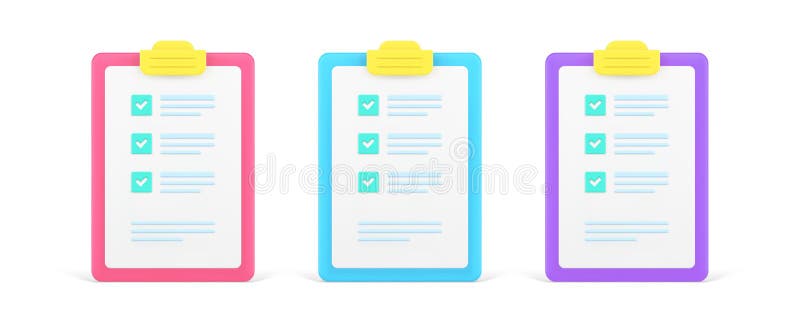 Collection Multicolored Clipboard Paper Document Check To Do List with ... Collection Multicolored Clipboard Paper Document Check To Do List with ...