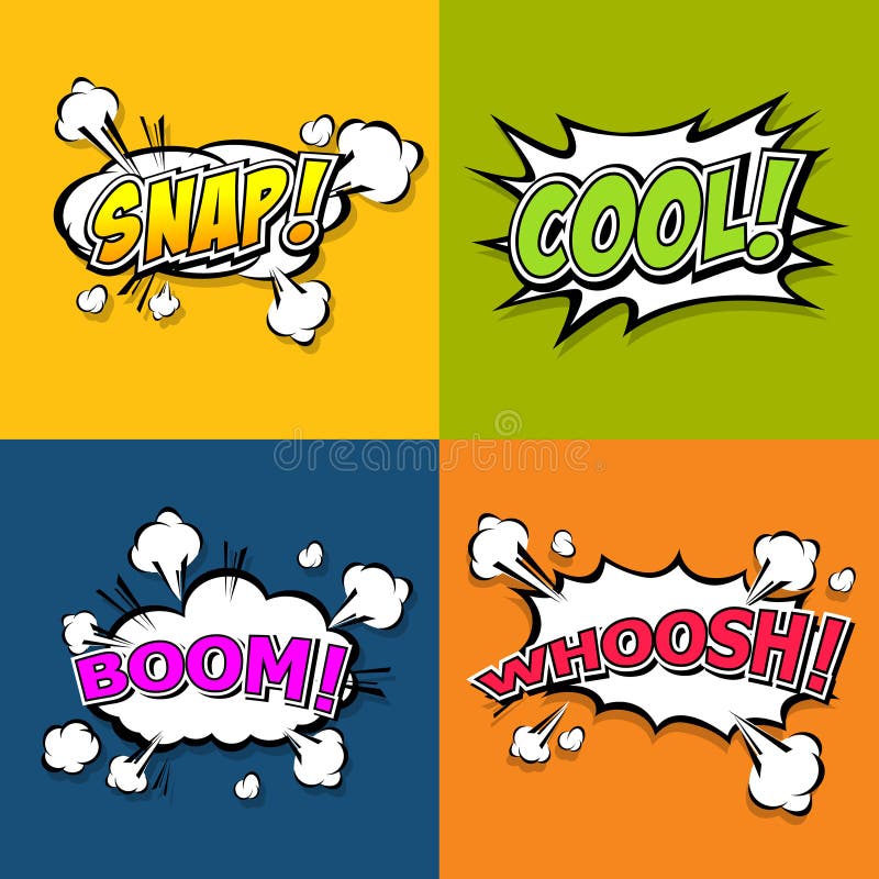 Collection Multicolored Comic Sound Effects Stock Vector - Illustration ...