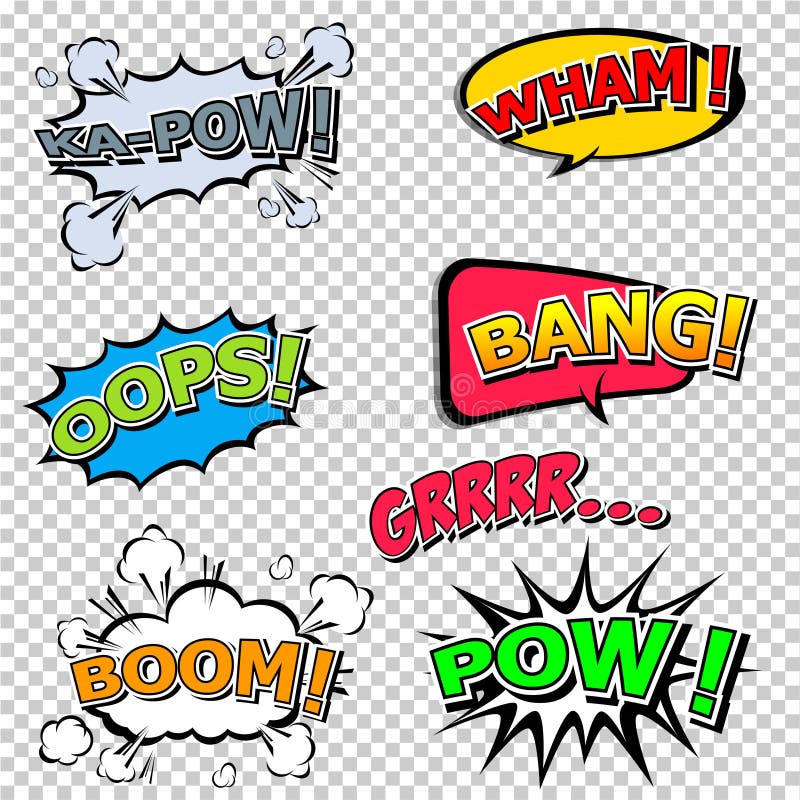 Collection Multicolored Comic Sound Effects Stock Vector - Illustration ...