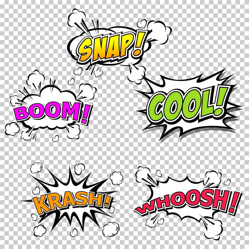 Collection Multicolored Comic Sound Effects Stock Vector - Illustration ...