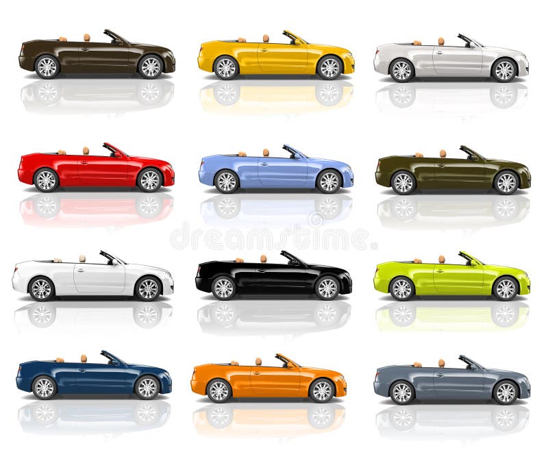 Collection of Multicolored 3D Modern Cars Stock Illustration ...