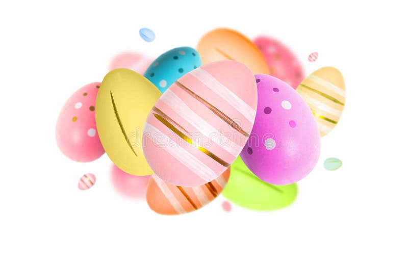 Collection of Multicolored Easter Egg Explosion Isolated on White ...