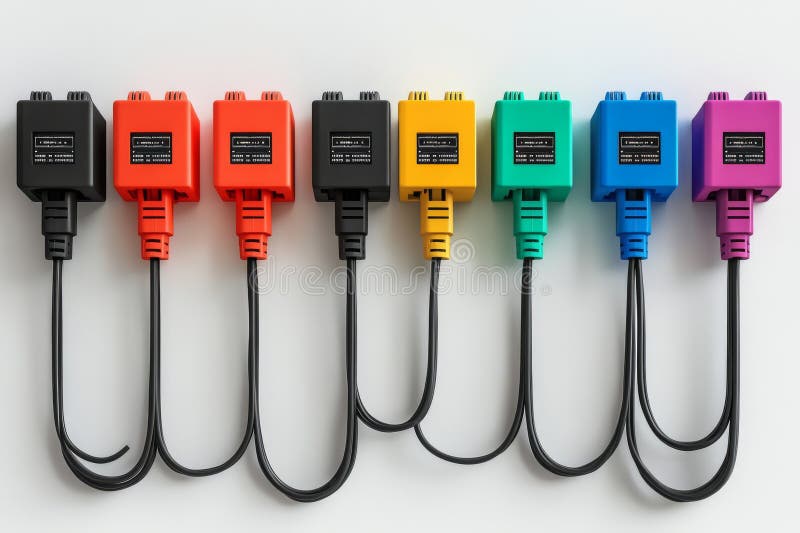 Collection of Multicolored HDMI Cables with Neatly Aligned Connectors ...