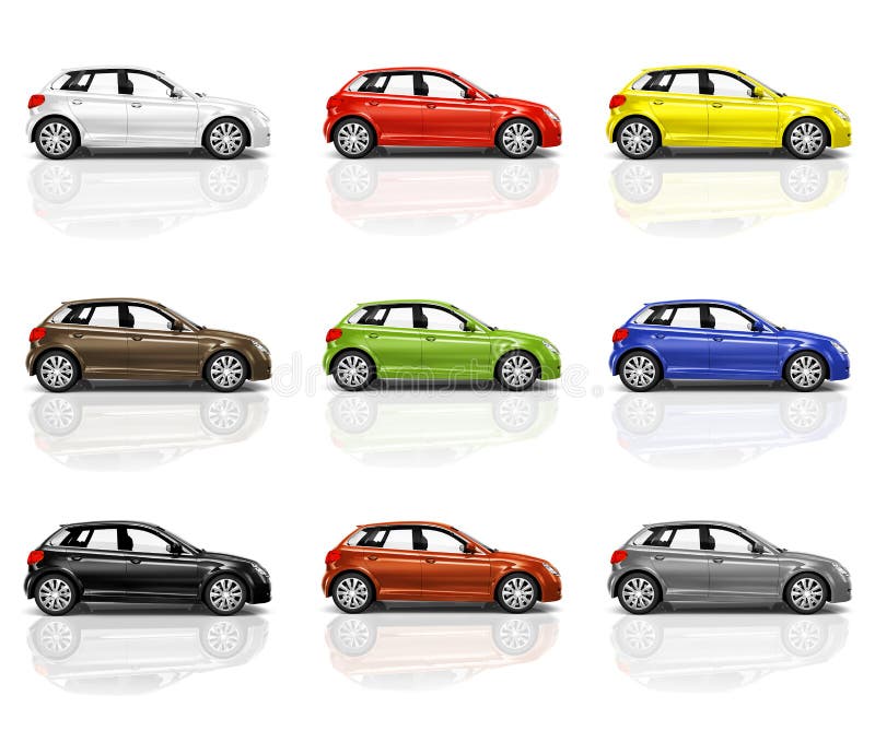 Collection of Multicolored New Modern 3D Cars Stock Illustration ...