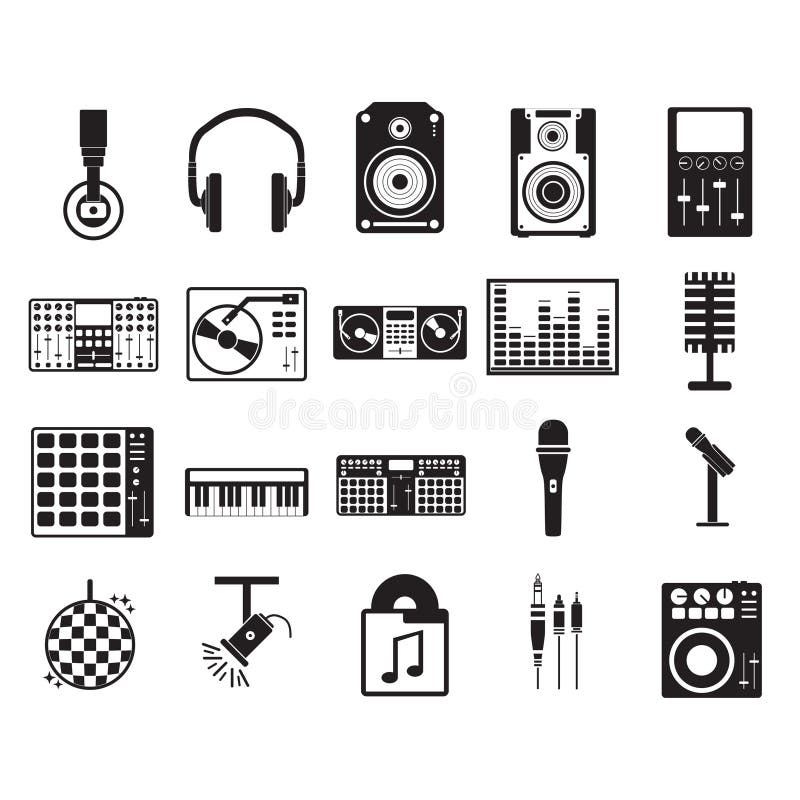 Collection of Music Icons. Vector Illustration Decorative Background ...