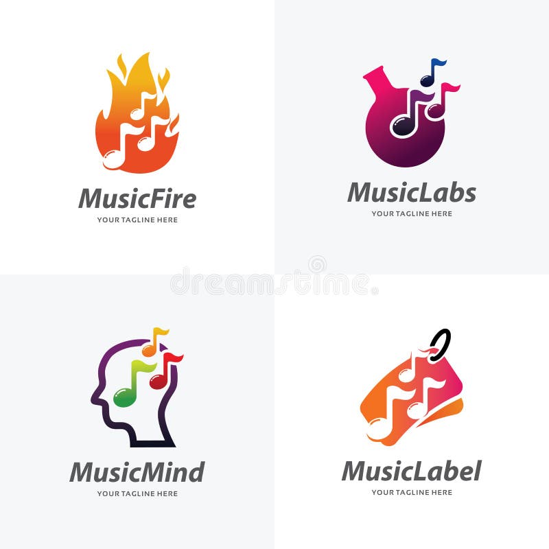 Collection of Music Note Logo Design Template Stock Vector ...