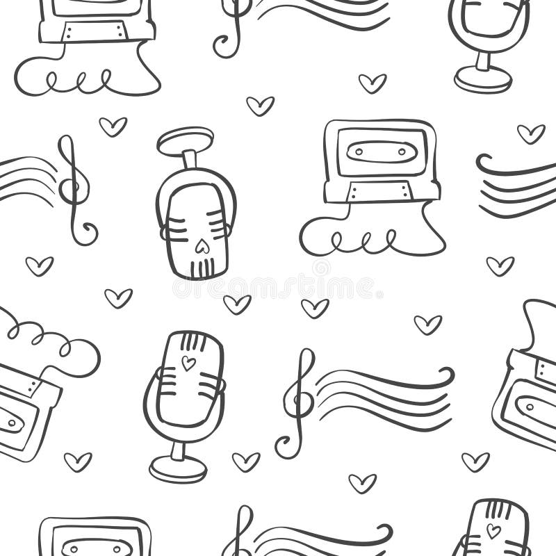 Collection of Music Theme Doodles Stock Vector - Illustration of music ...