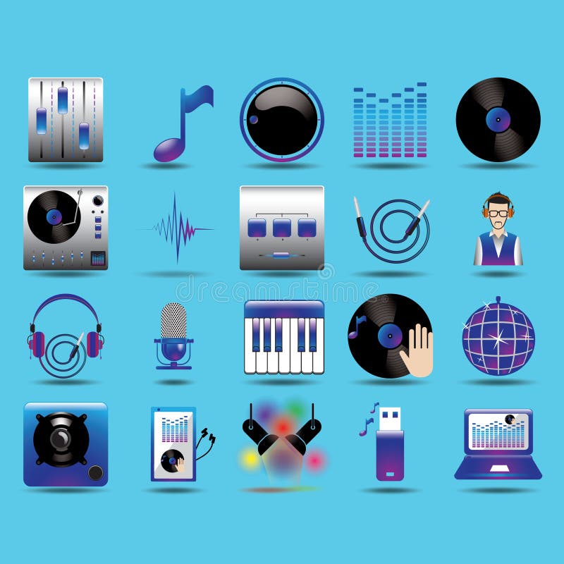 Collection of Musical Icons. Vector Illustration Decorative Design ...