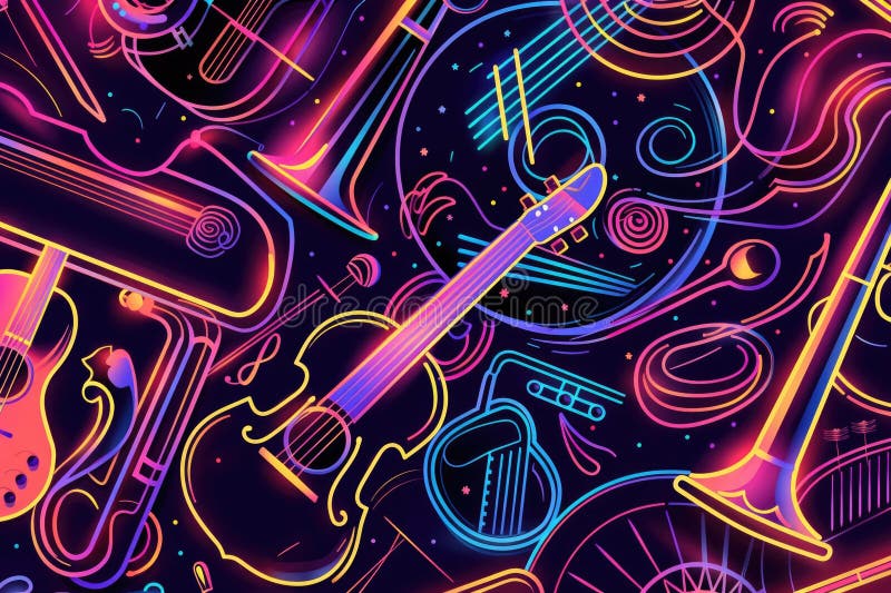 A Collection of Musical Instruments Brightly Lit Up. Perfect for Music ...