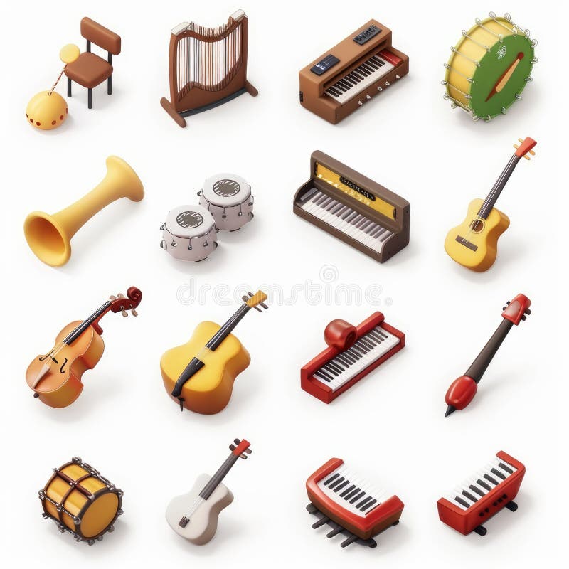 Collection of Isometric Musical Instruments Stock Illustration ...