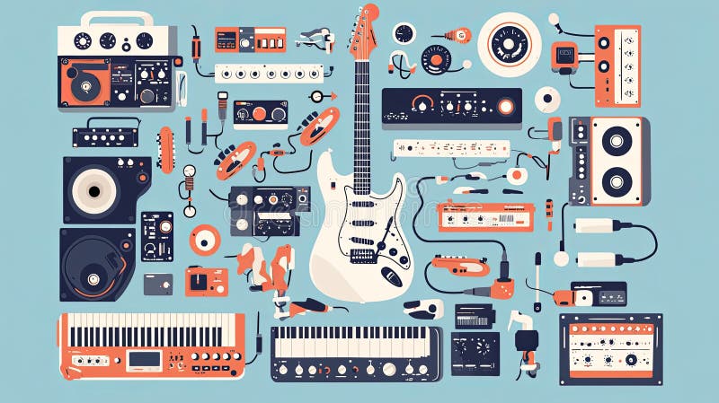 Collection of Musical Instruments and Equipment for Creating Audio ...