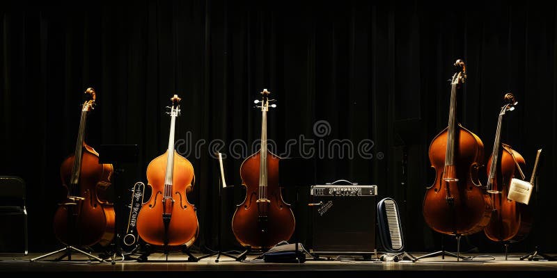 Musical Instruments on Stage before Performance Stock Image - Image of ...