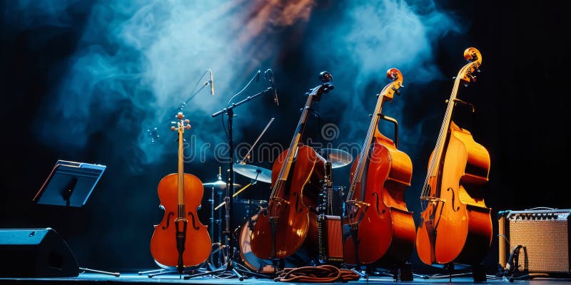 Musical Instruments on Stage before Performance Stock Image - Image of ...