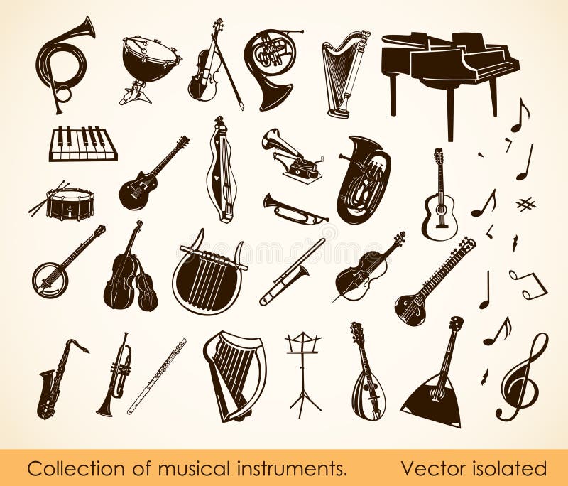 Vector Set of Chinese Musical Instruments, Flat Style. Stock Vector ...
