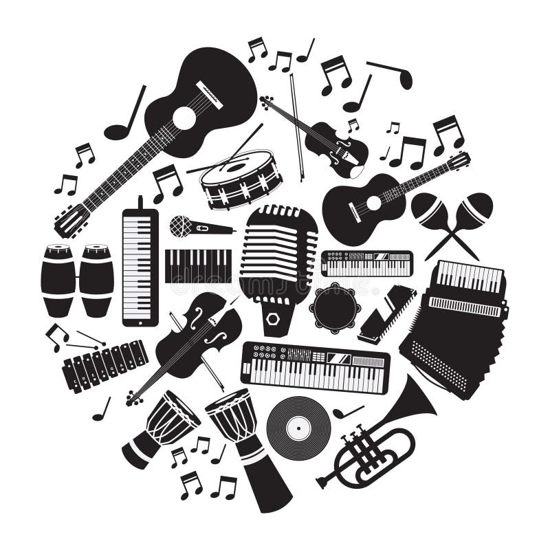 Collection Musical Instruments. Vector Illustration Decorative Design ...
