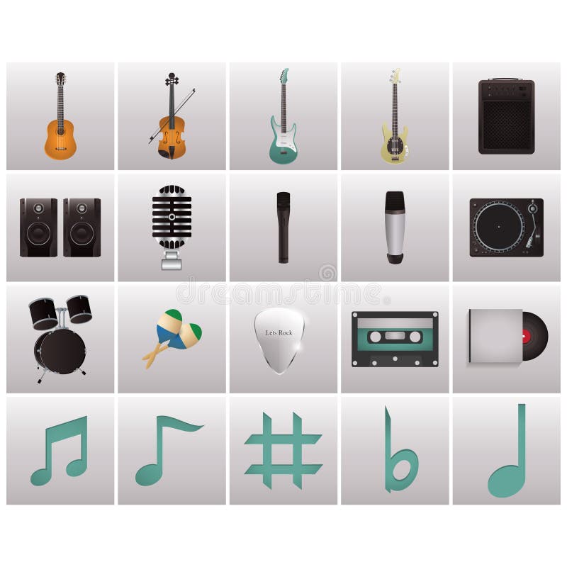 Collection of Musical Instruments. Vector Illustration Decorative ...