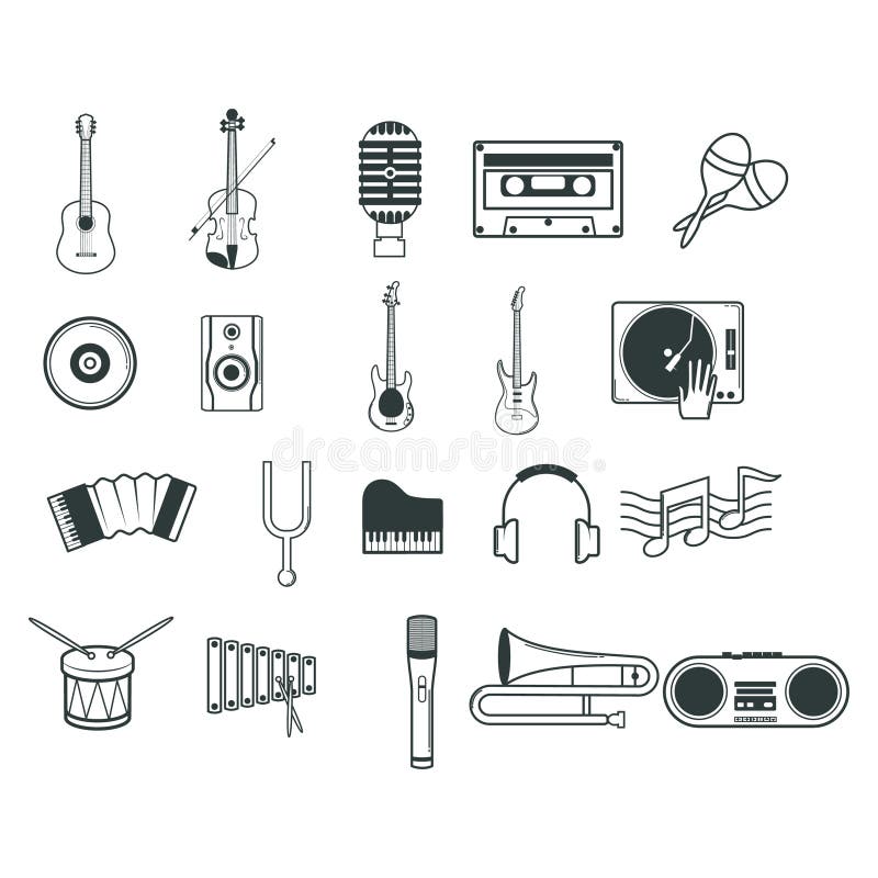 Collection of Musical Instruments. Vector Illustration Decorative ...