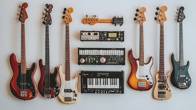 Collection of Musical Instruments on a Wall Stock Photo - Image of ...