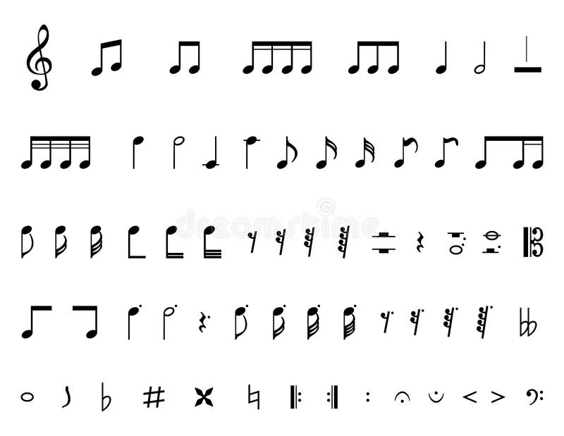 Collection of a Musical Notes Stock Illustration - Illustration of bass ...