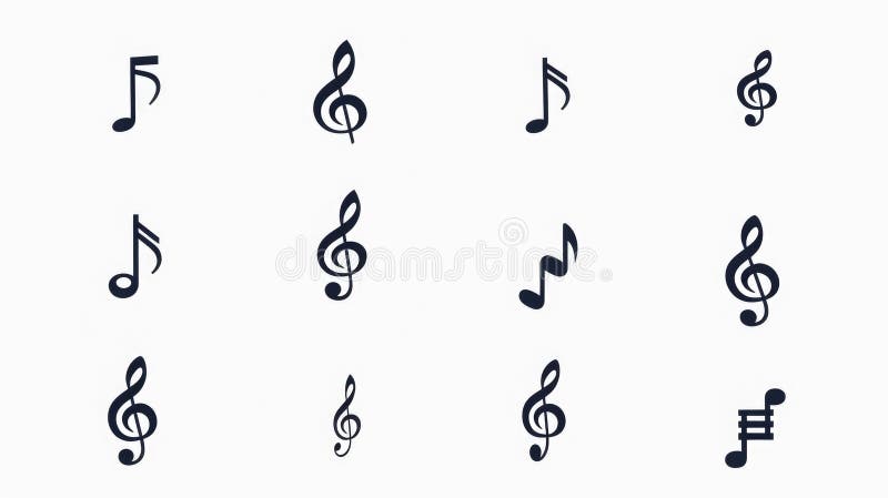 A Collection of Musical Notes on a Plain White Background. Suitable for ...