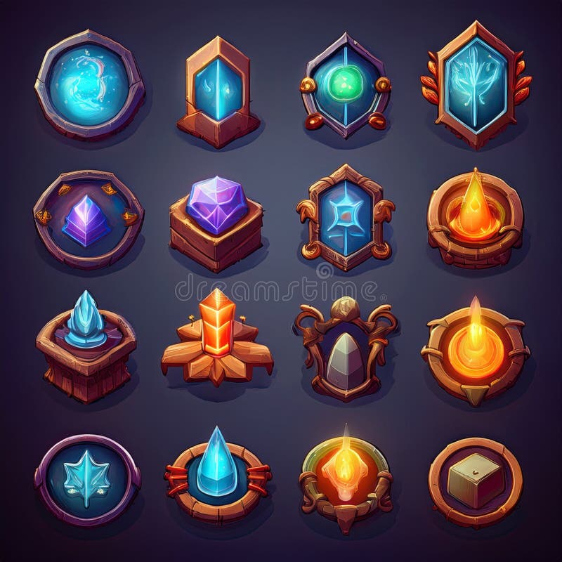 Fantasy crystal set stock illustration. Illustration of lighting ...