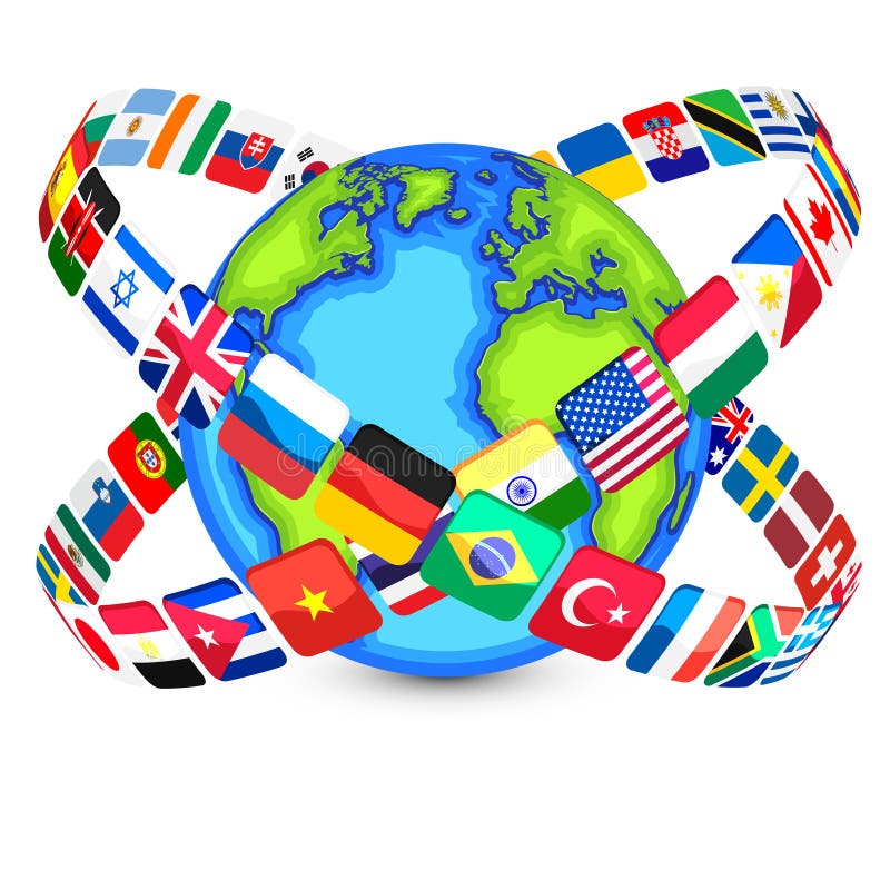Collection of National Flags Around the Earth Stock Vector ...