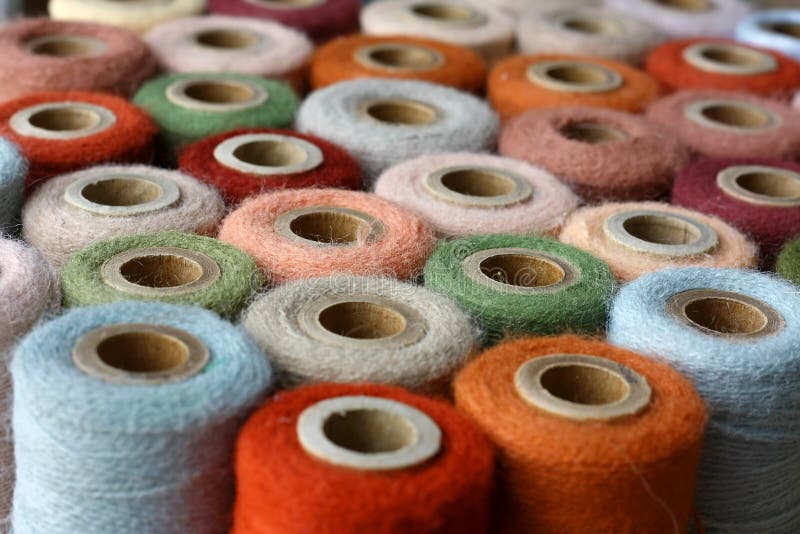 Collection of Natural Colored Vintage Thread Spools Stock Image - Image ...