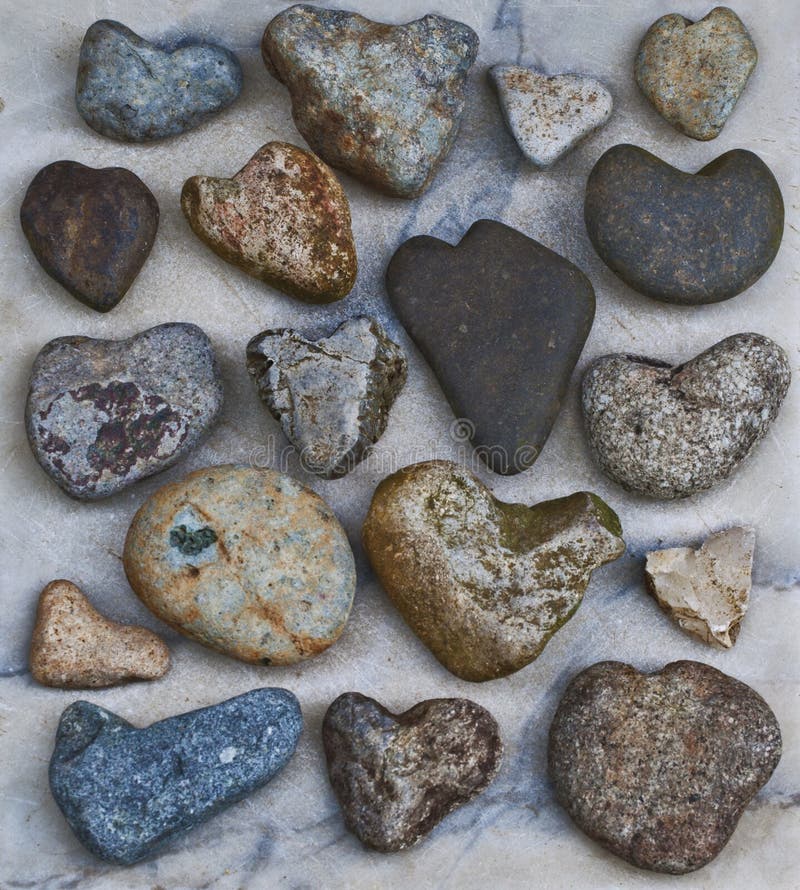 Collection of Natural Heart Rocks Stock Image - Image of treasure ...