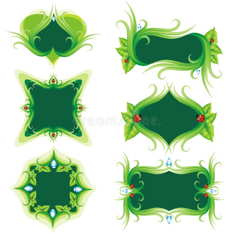 Collection of Nature Frames. Stock Vector - Illustration of green ...