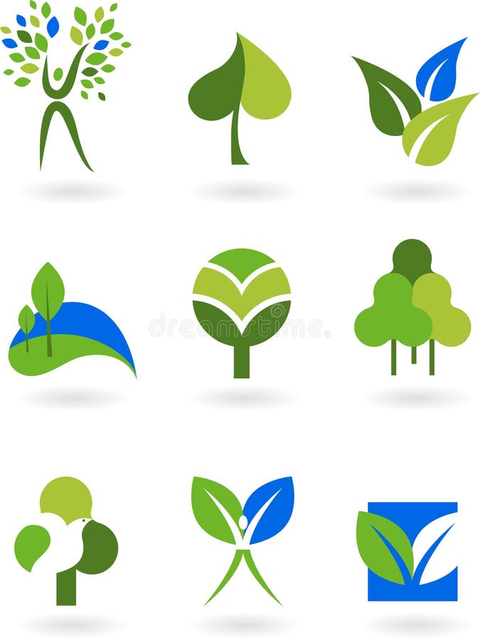 Collection of Nature Logos and Icons Stock Vector - Illustration of ...